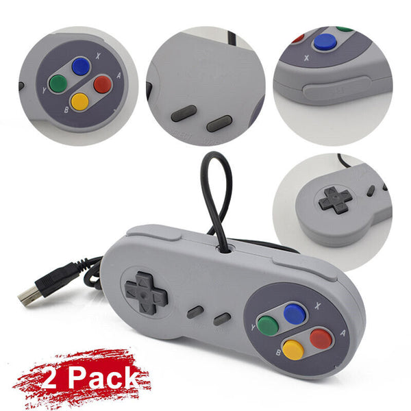 [2-Pack] SNES Style USB Wired Controller Gamepad for PC/MAC - Gray ...