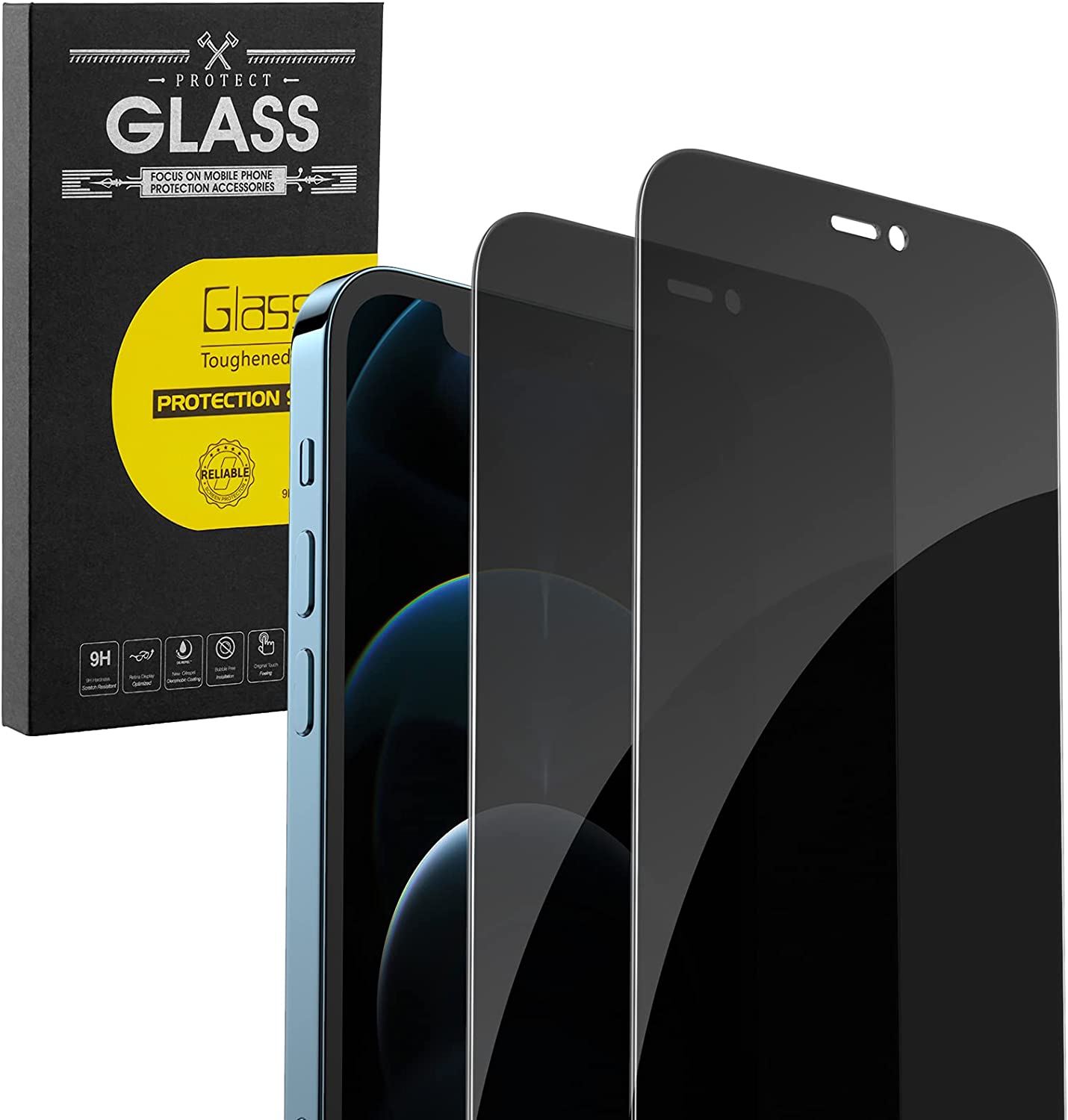 [iPhone 12 Pro Max] Privacy Anti-Spy Tempered Glass Screen Protector [2 ...